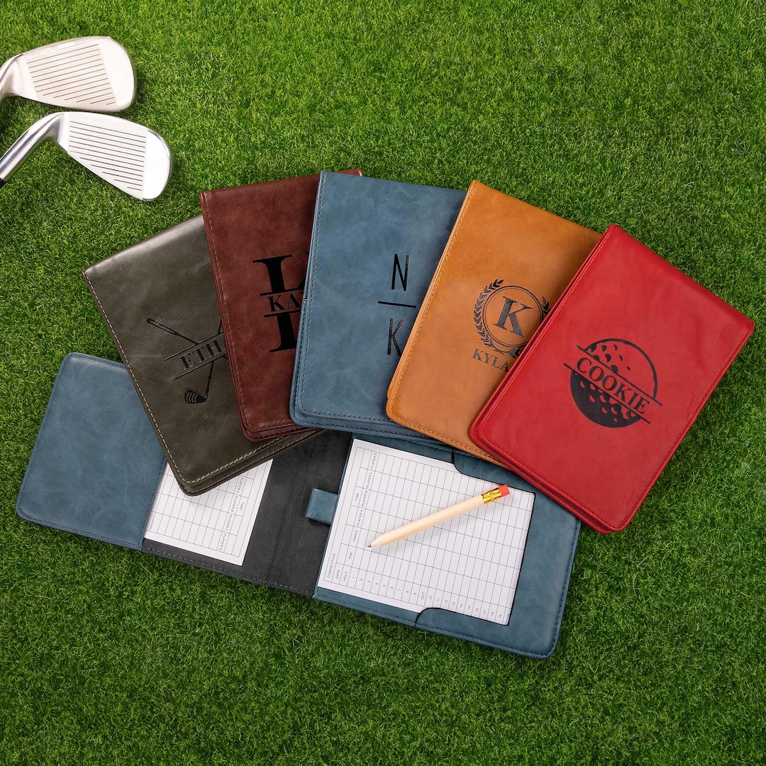 Leather Golf Scorecard Holder Yardage Book Cover Personalized Golf ...
