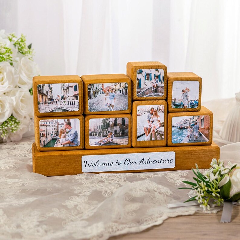 Stacking Photo Blocks Set Photo Gift Wooden Photo Block Set - Family - Etsy