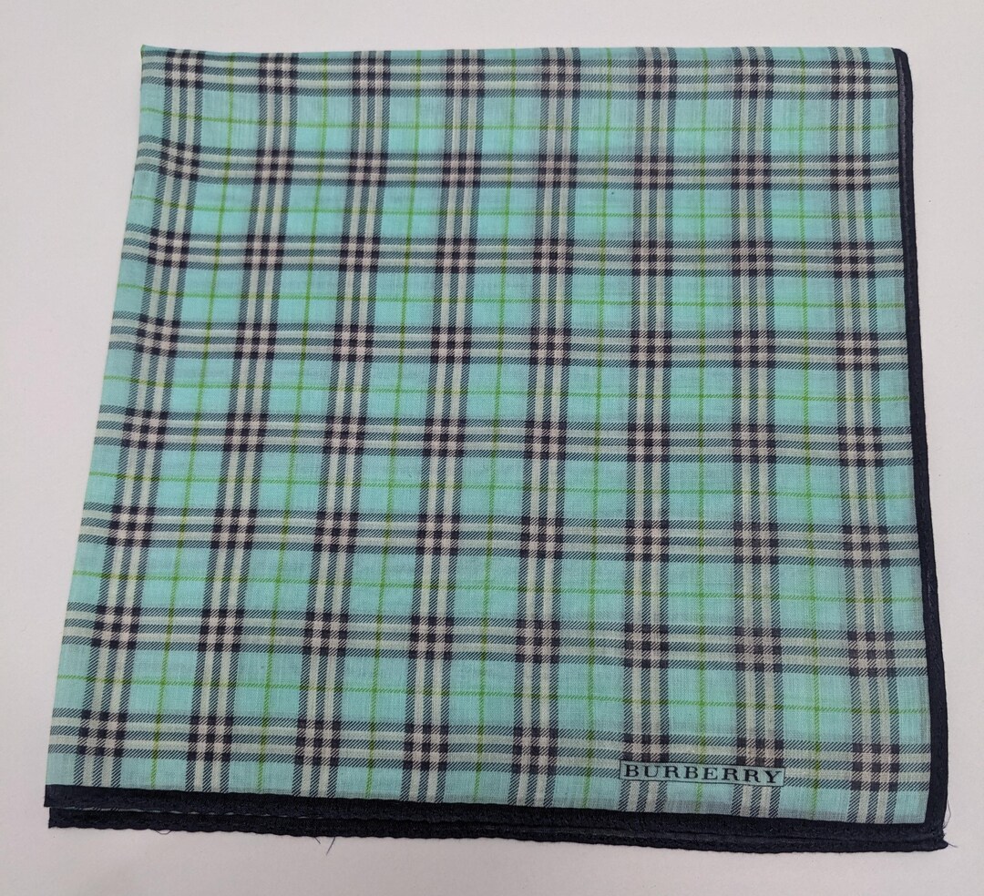 Vintage BURBERRY Aqua Blue Nova Check Pocket Square Handkerchief - Etsy