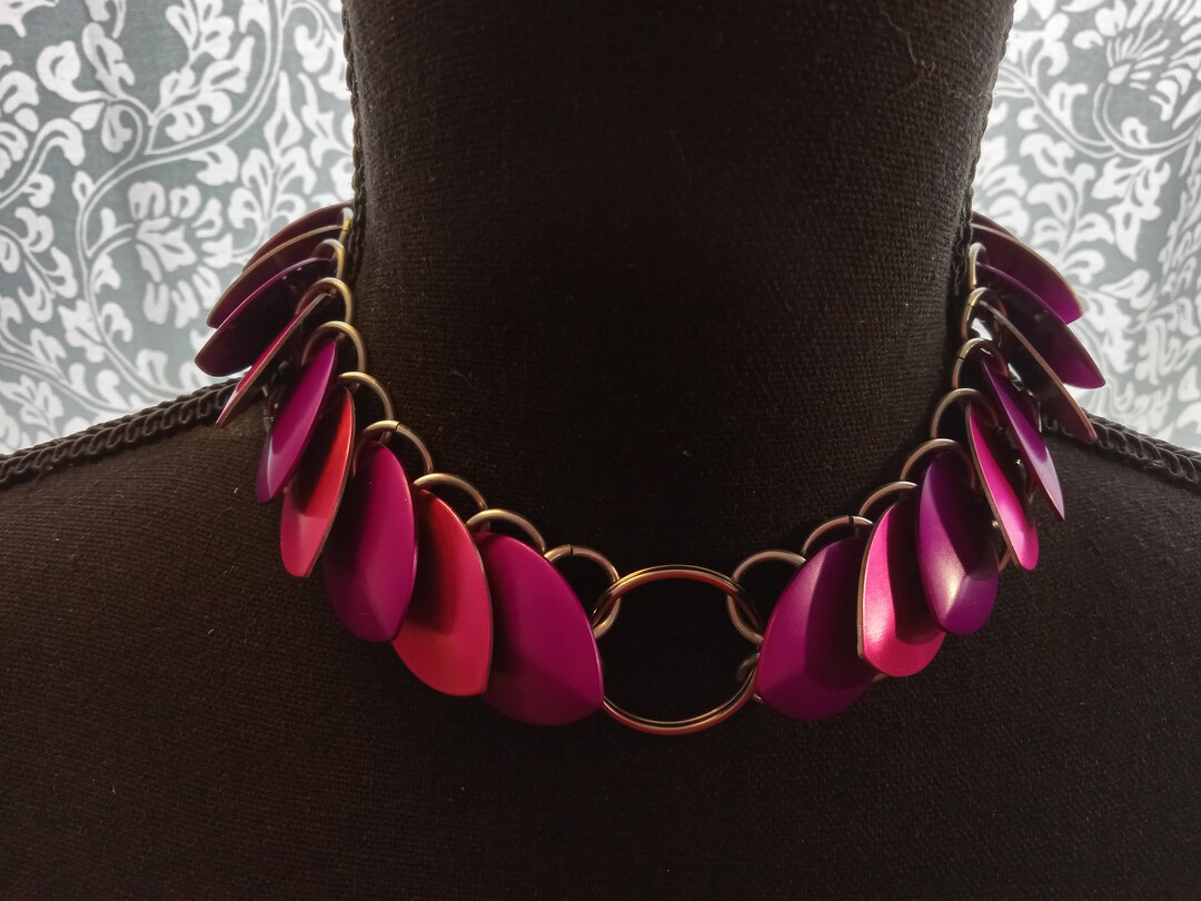 Purple Scale Choker purple and Pink Large Scale Mail Necklace - Etsy