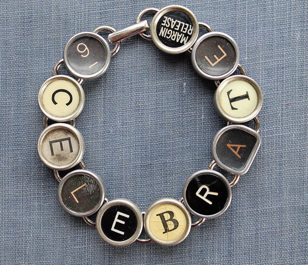 CELEBRATE TYPEWRITER Key BRACELET: Crafted With Vintage Typewriter Keys ...