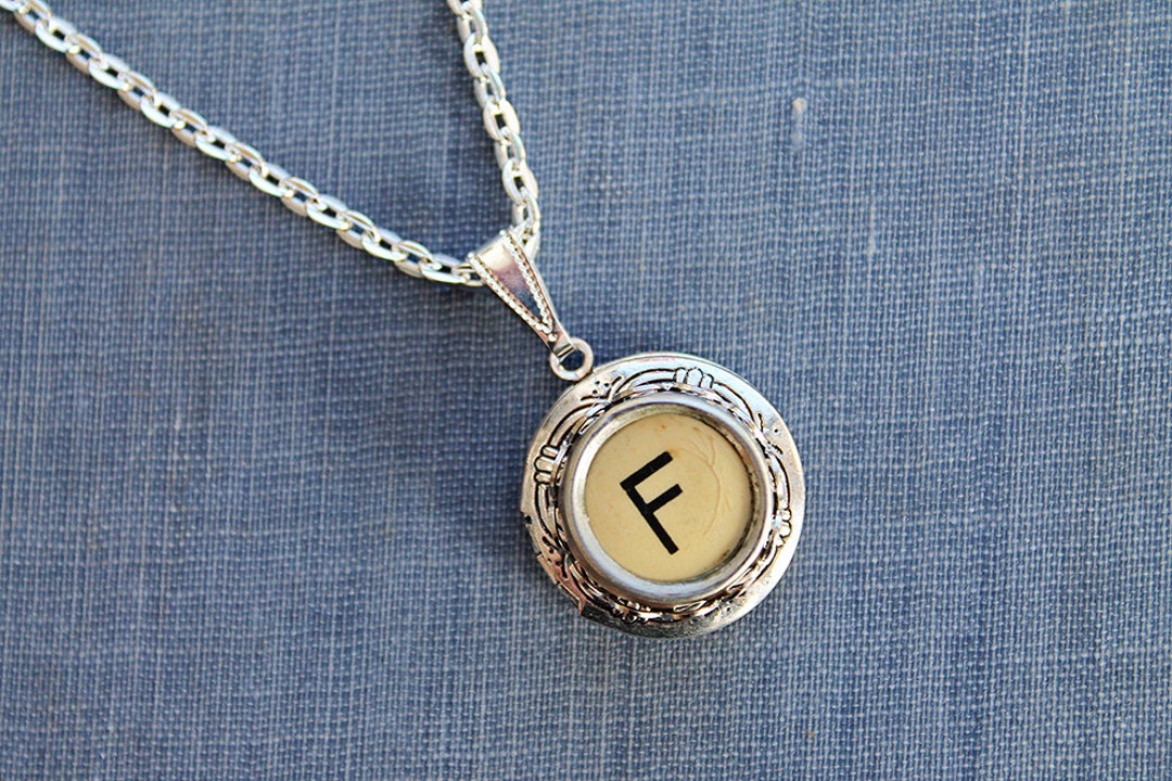 Frolic in Style: Vintage Typewriter Key LOCKET Necklace - 'F' Initial ...