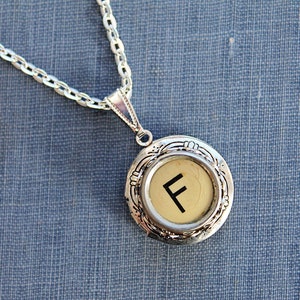 Frolic in Style: Vintage Typewriter Key LOCKET Necklace - 'F' Initial ...