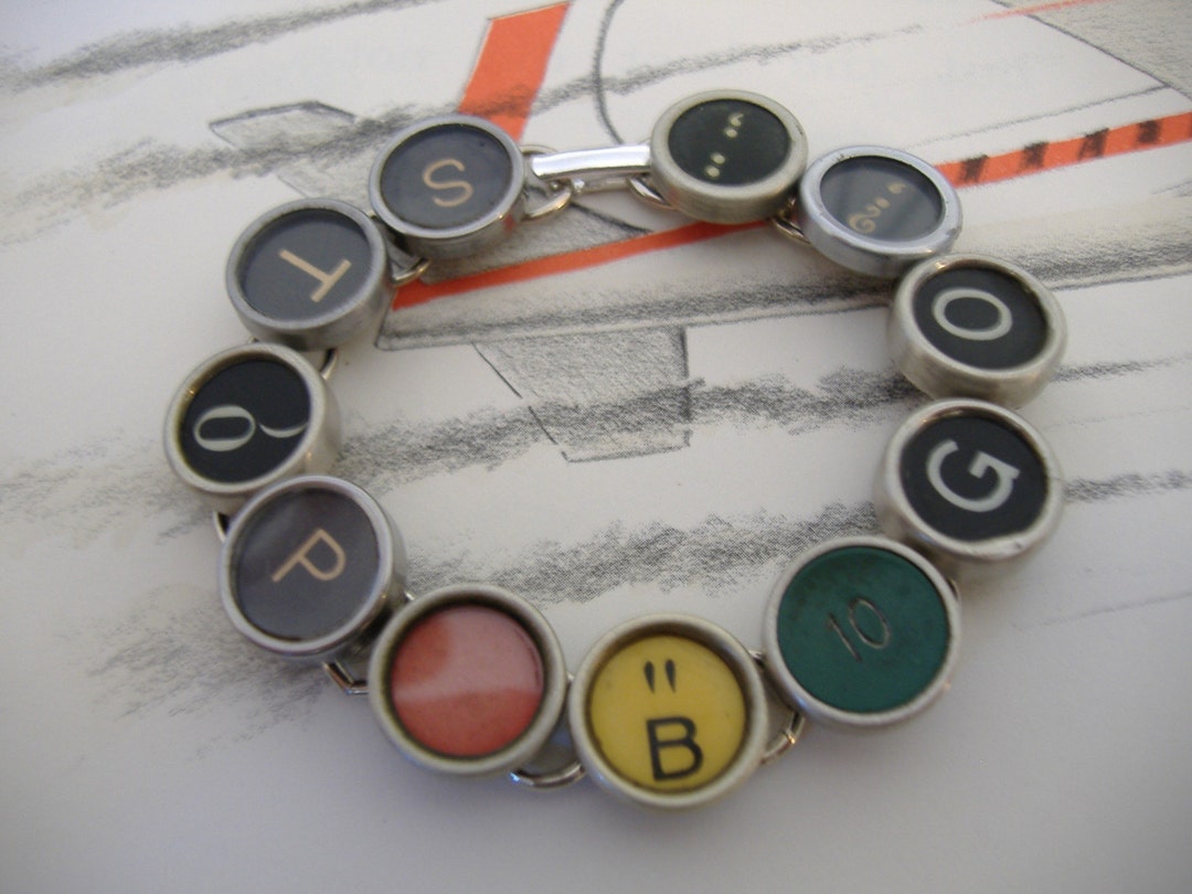 TYPEWRITER KEY BRACELET Stop Light Go Red Yellow Green Unique - Etsy