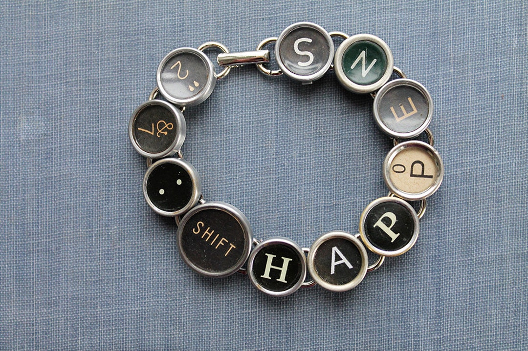 Embrace the Shift: Typewriter Key Bracelet With 'shift Happens' Message ...