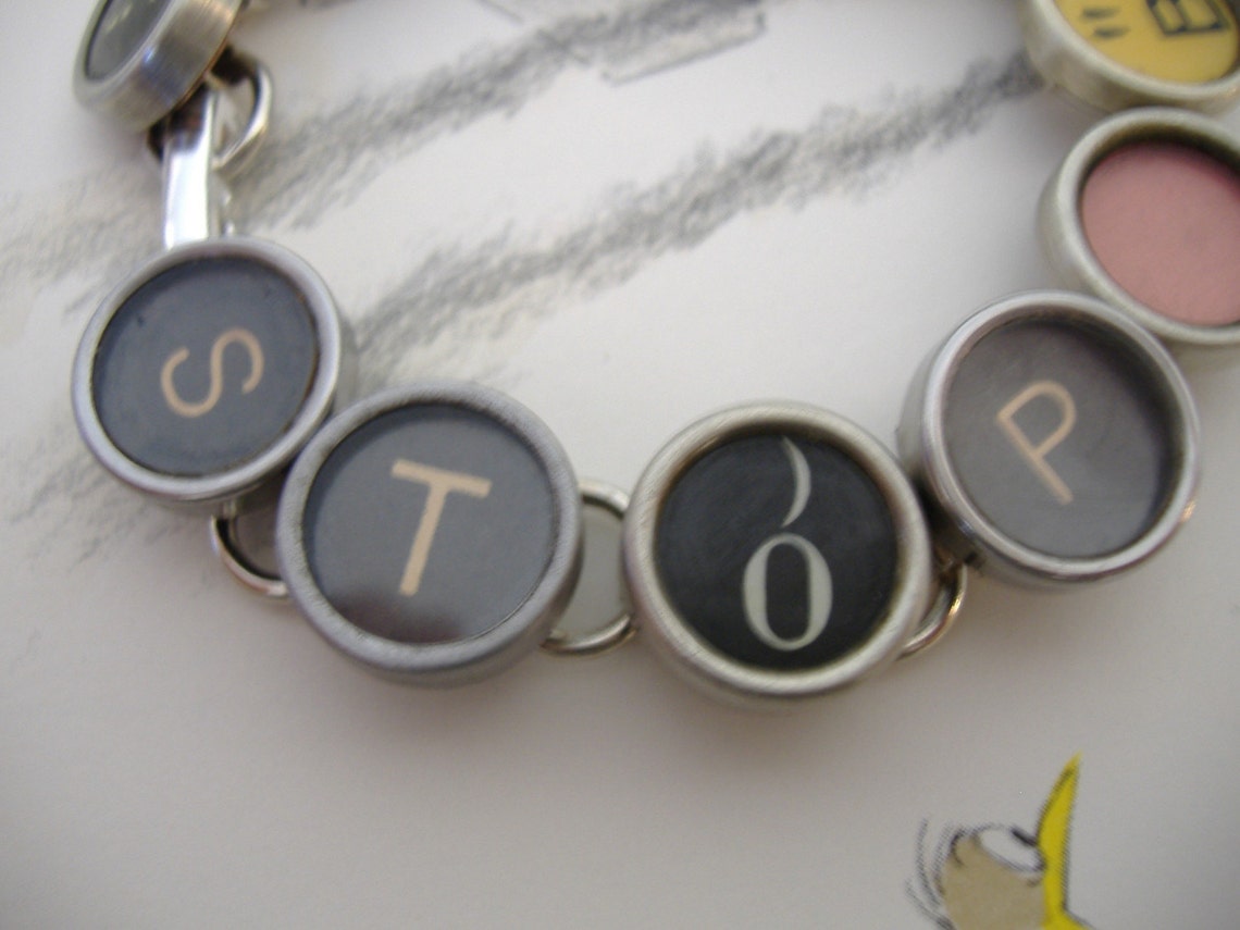 TYPEWRITER KEY BRACELET Stop Light Go Red Yellow Green Unique - Etsy