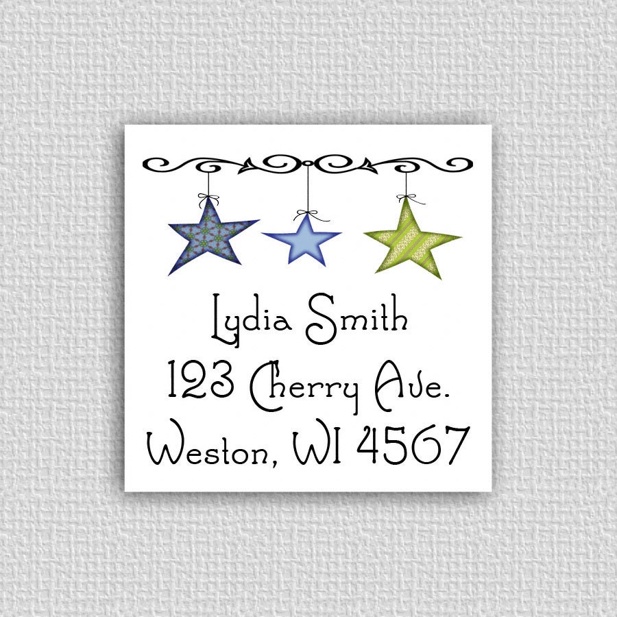 Christmas Address Labels Personalized With Primitive Christmas Stars ...