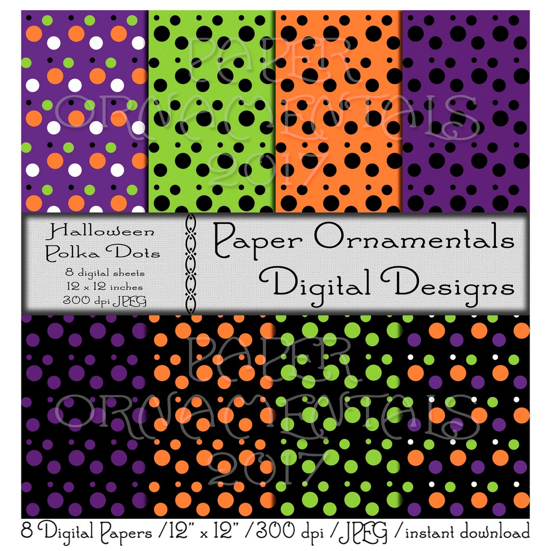 Digital Paper Pack in Halloween Colors and Polka Dot Pattern - Etsy