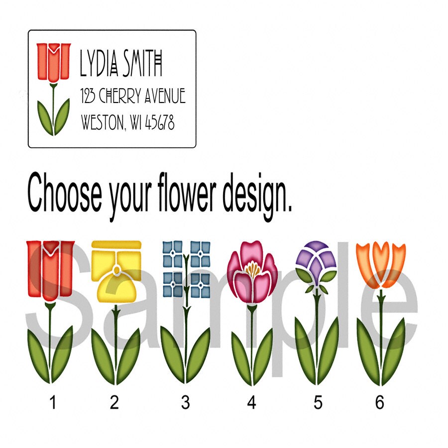 Personalized Return Address Label, Custom Flower Address Label Stickers ...