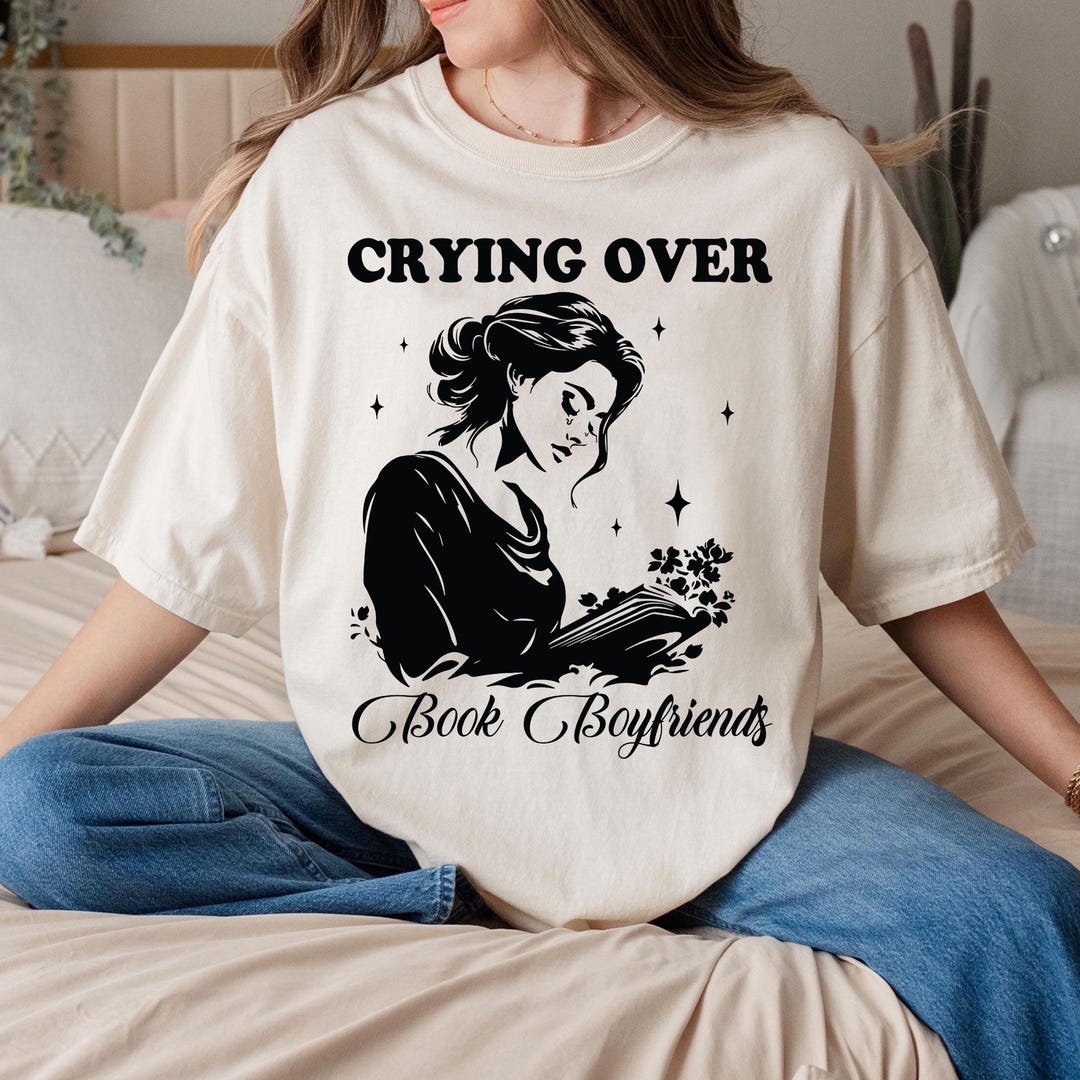 Crying Over Book Boyfriends PNG SVG, Book Lover Retro Art, Flowers Book ...