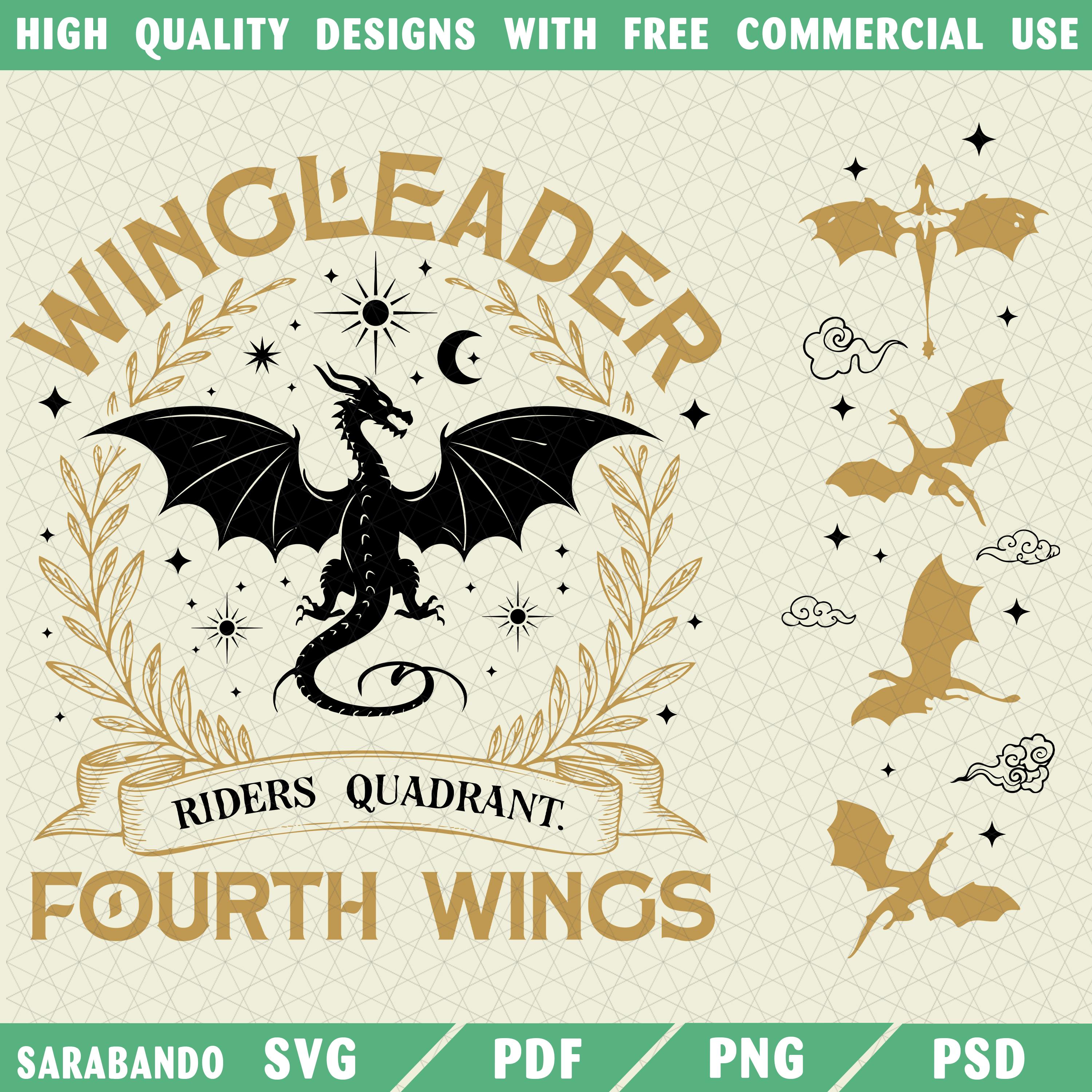 Fourth Wing Dragon Rider PNG SVG: Wingleader Digital Design (digital ...
