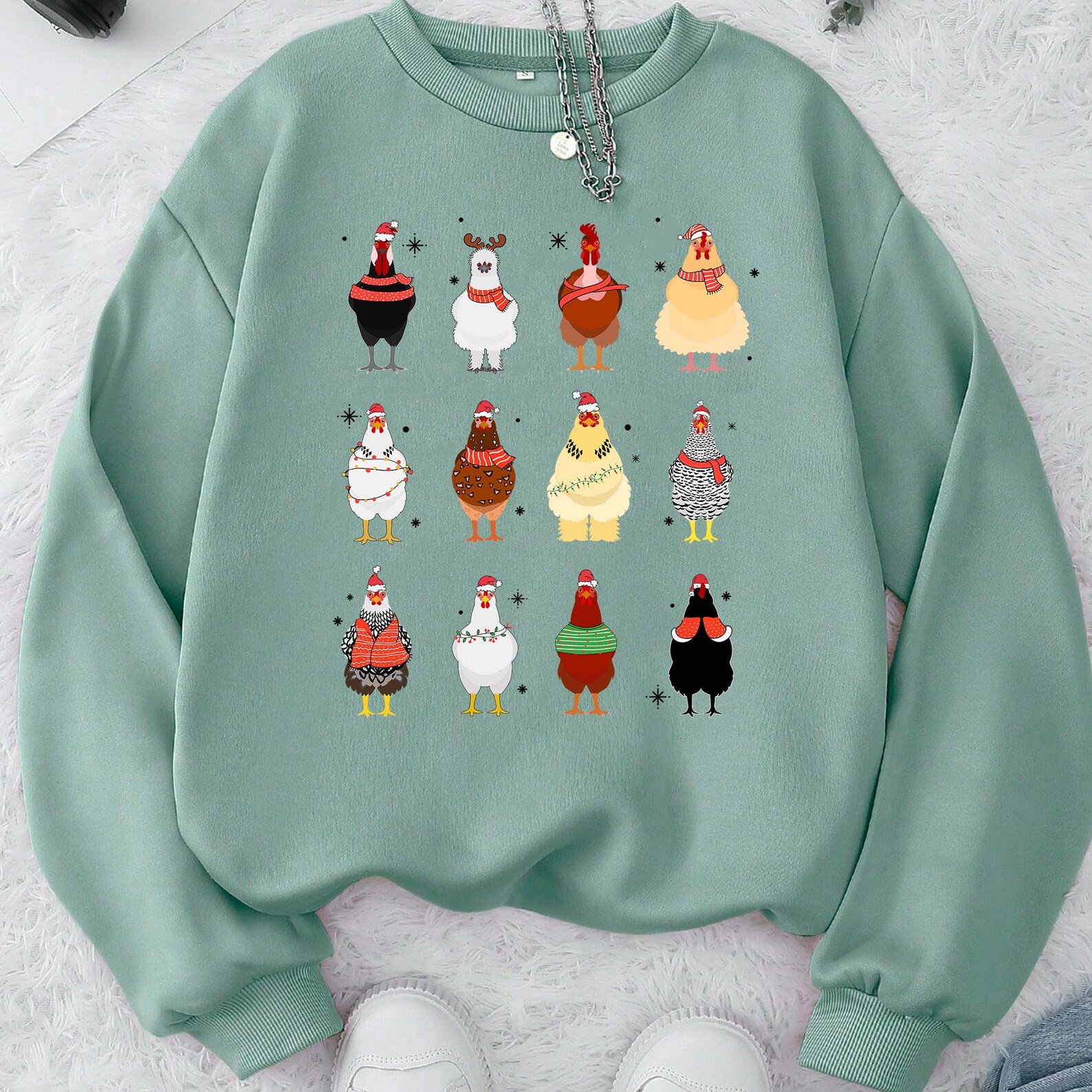 Christmas Chicken PNG SVG, Festive Farm Animals Design, Santa Tree Gift ...