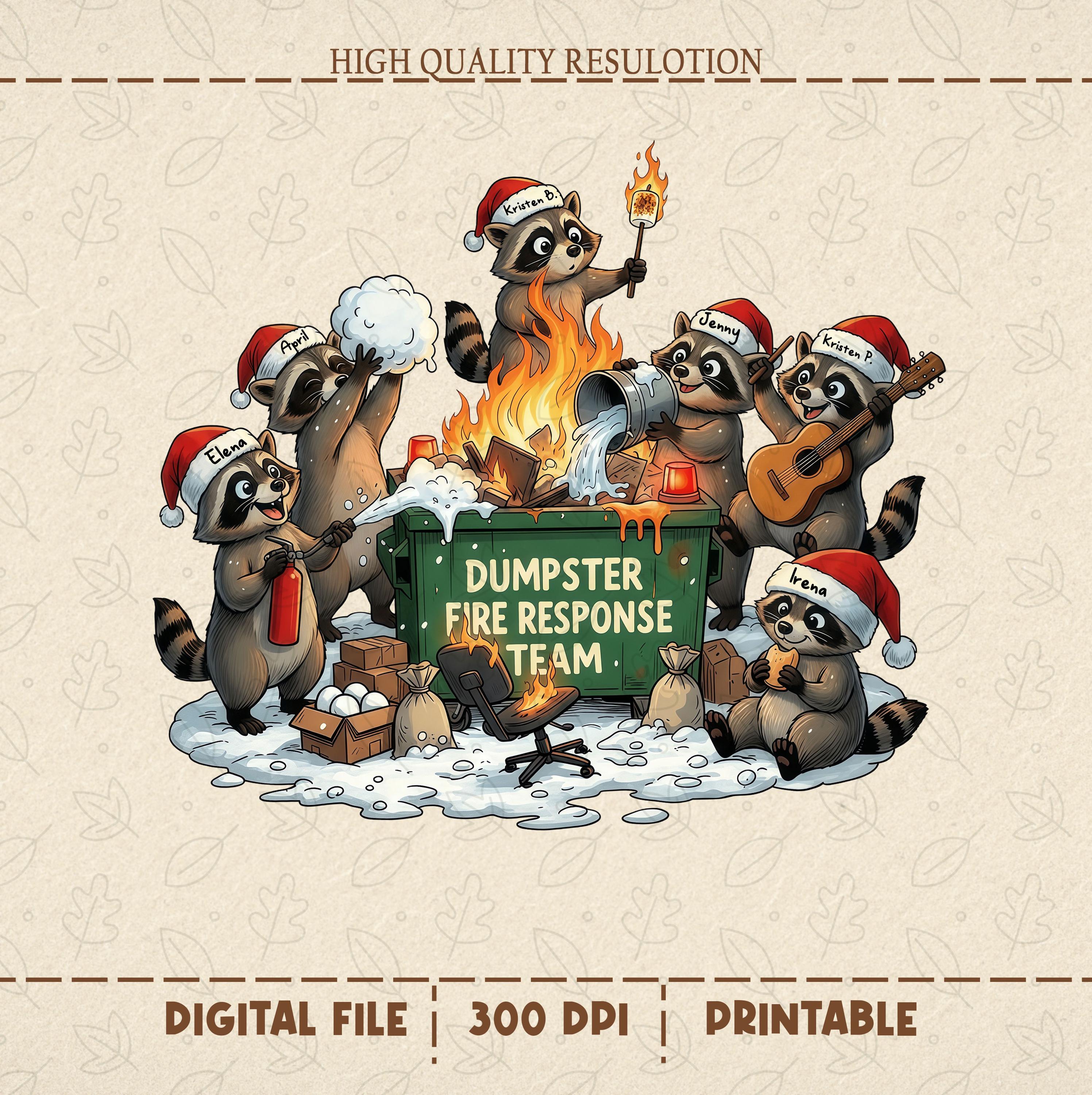 Dumpster Fire Response Team PNG, Custom Name Christmas Design, Funny ...