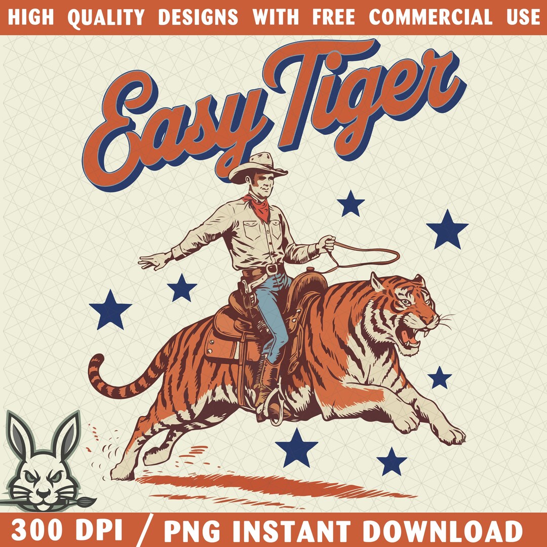 Retro Easy Tiger PNG, Vintage Cowboy Western Country Png, Rodeo LSU ...