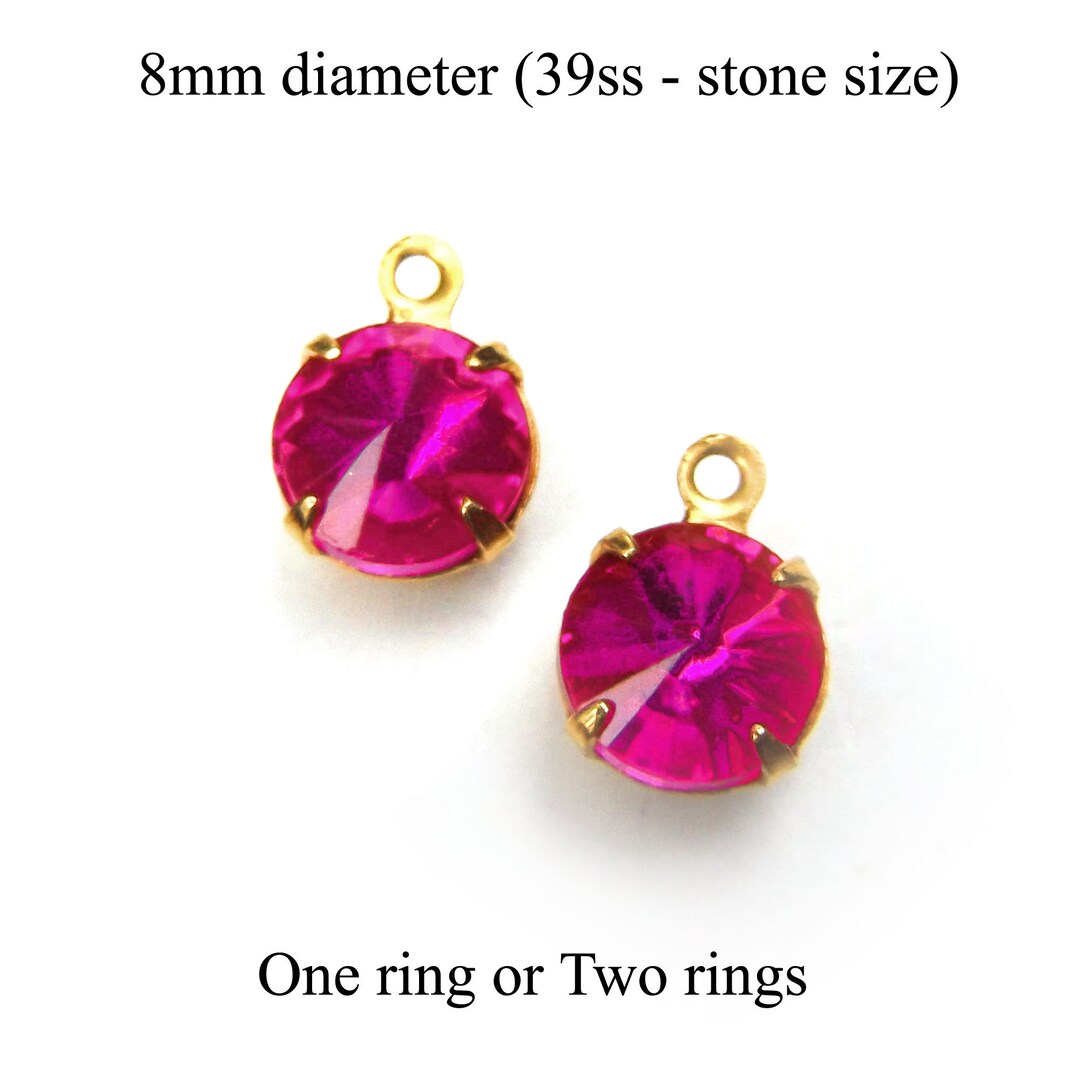 Fuschia Pink 8mm Round Glass Gems With Rivoli Faceting, for Tiny ...