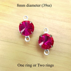 Fuschia Pink 8mm Round Glass Gems With Rivoli Faceting, 2 Pc - Etsy