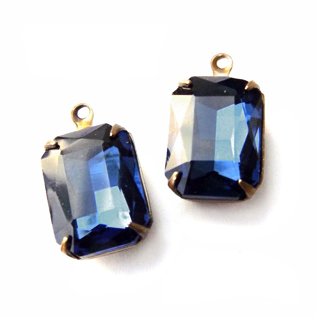 Navy Blue Glass Gems, Montana Sapphire 14x10mm Octagon Pendants ...