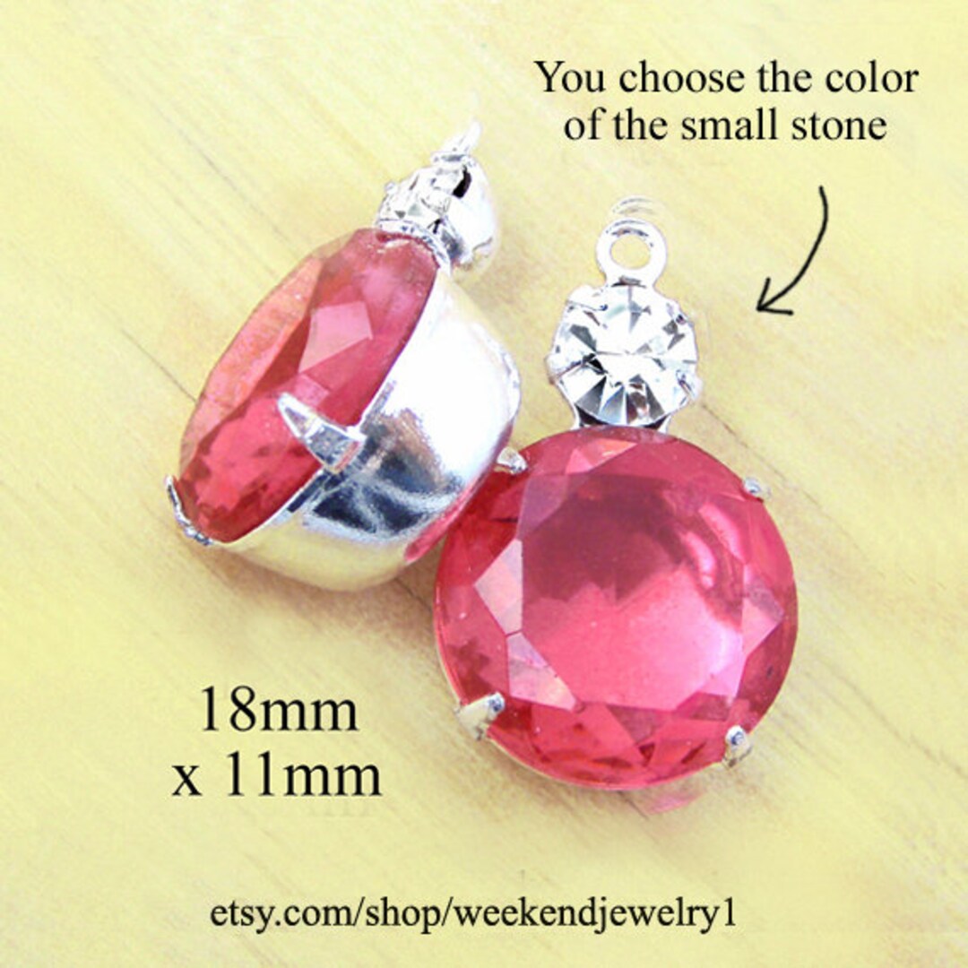 Rose Pink Vintage Glass Gems 18x11mm Multi Stone Settings for - Etsy