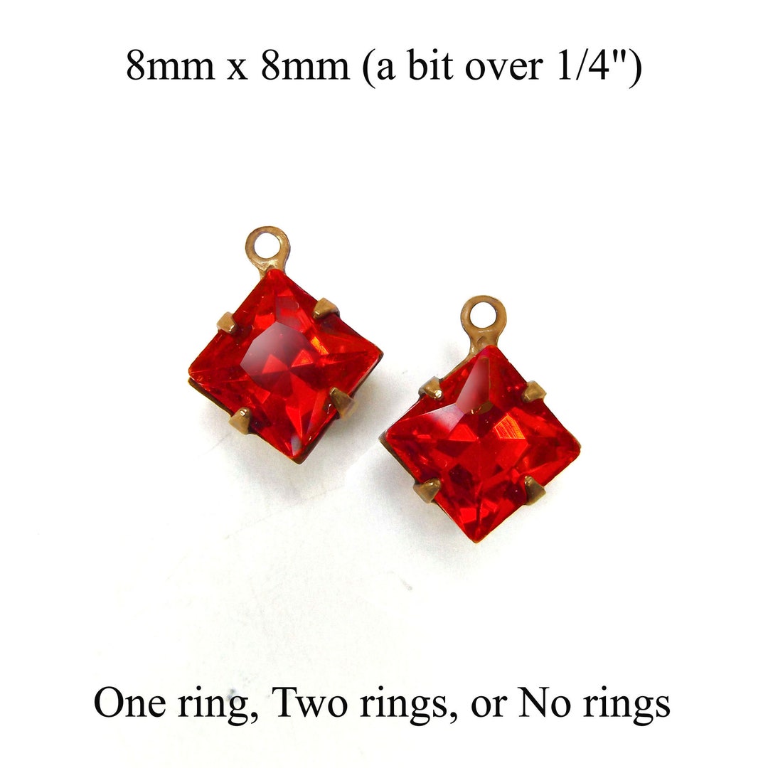 Red 8x8mm Square Glass Gems for Tiny Pendants or Earrings or Glass ...