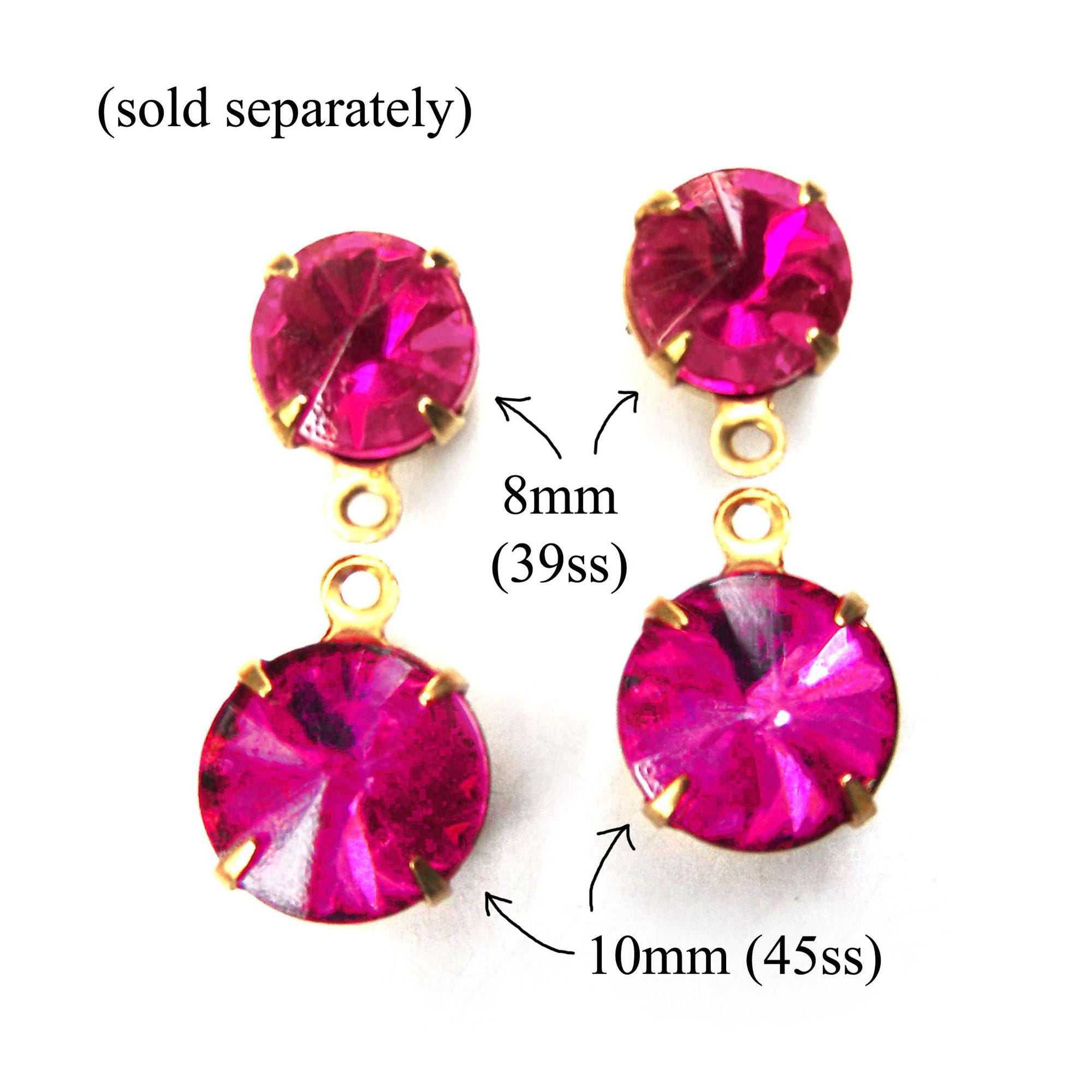 Fuschia Pink 8mm Round Glass Gems With Rivoli Faceting, 2 Pc - Etsy