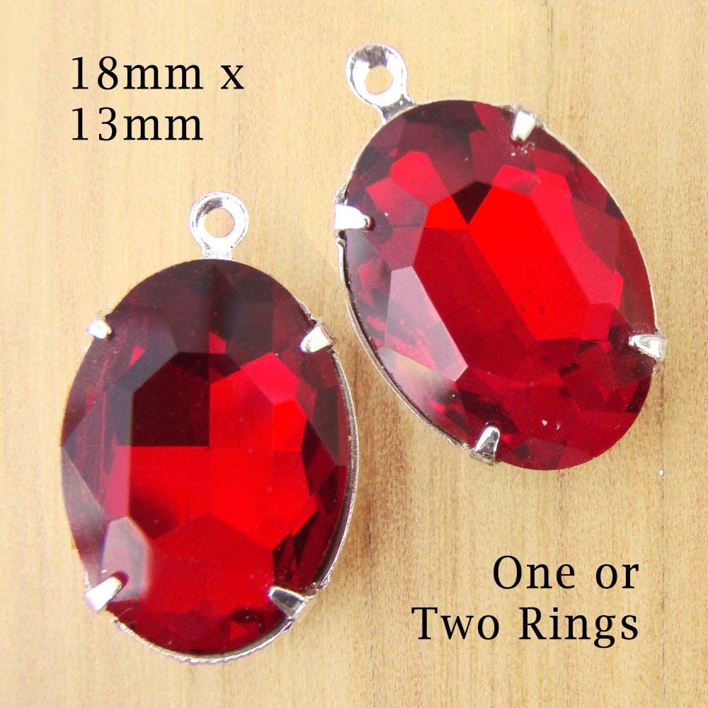 Red vintage crystal ovals 20x10mm oval rhinestones in multi | Etsy