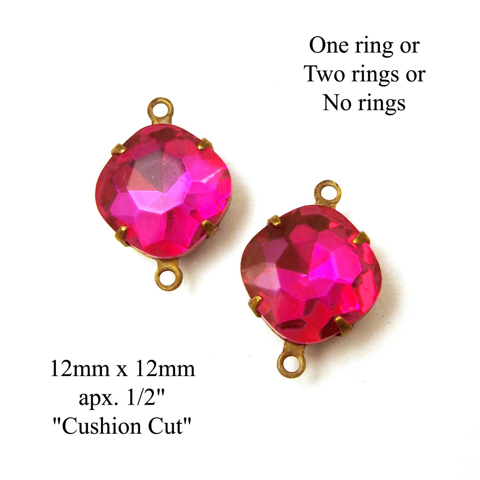 Fuschia Pink 8mm Round Glass Gems With Rivoli Faceting, 2 Pc - Etsy