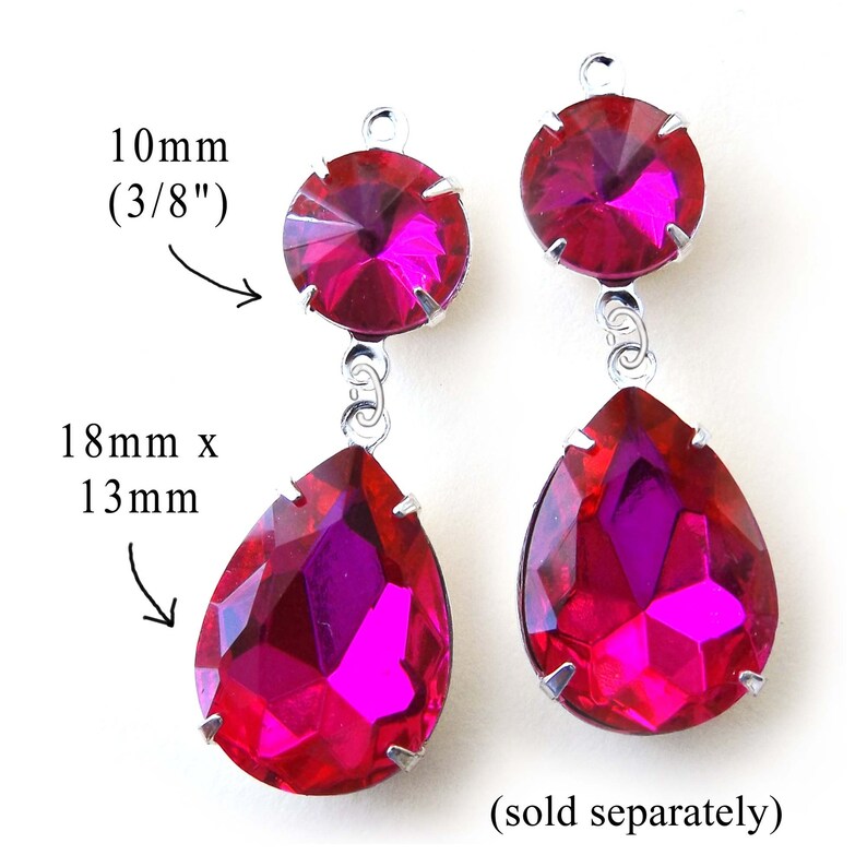 Fuschia Pink 10mm Round Glass Gems for Pendants, Earrings or Glass ...