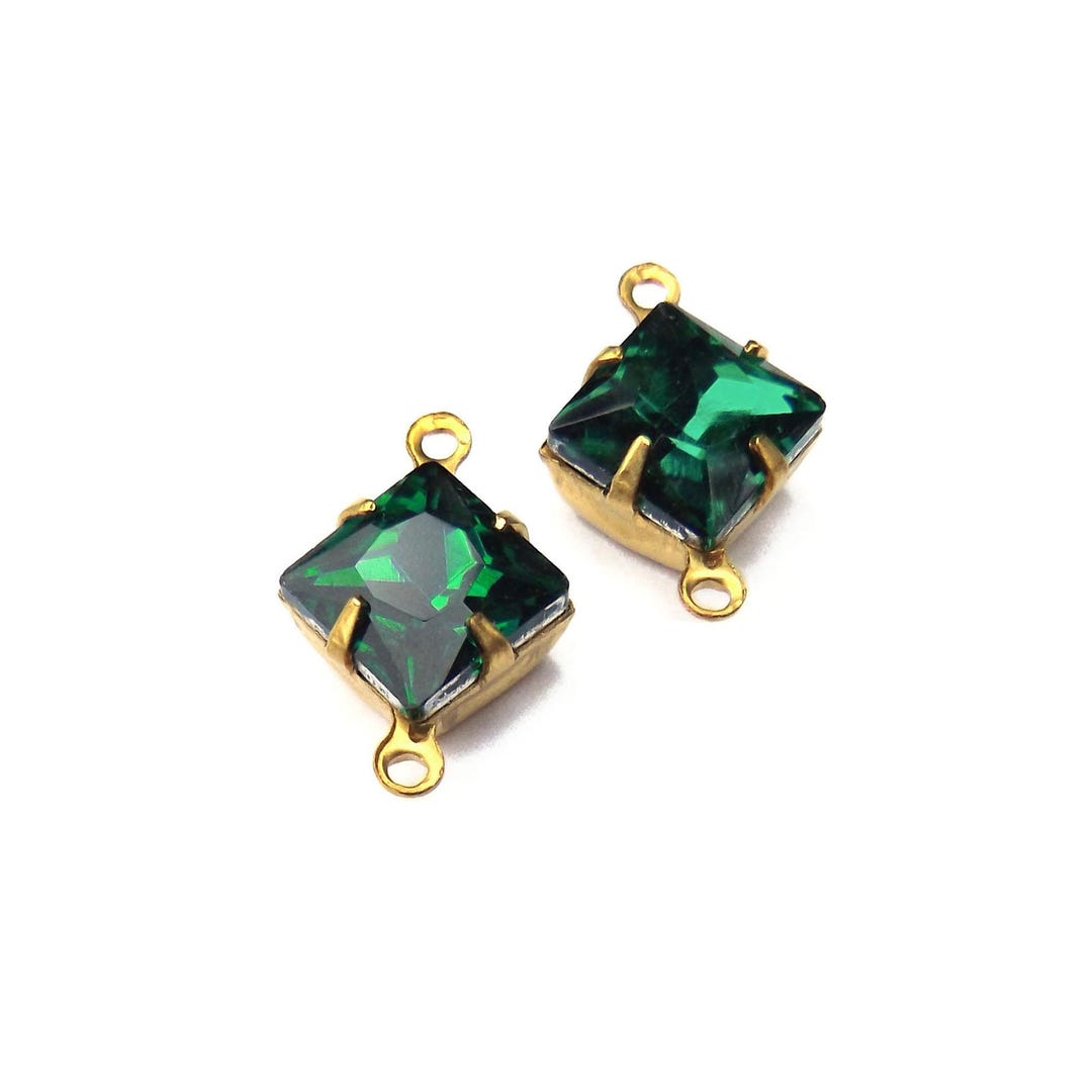 Emerald Green Glass Gems, 8x8mm Diamond-shape Rhinestones for Tiny ...