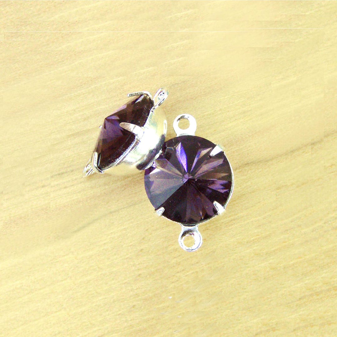 Amethyst Purple 10mm Round Glass Gems With Rivoli Faceting, 2 Pc - Etsy