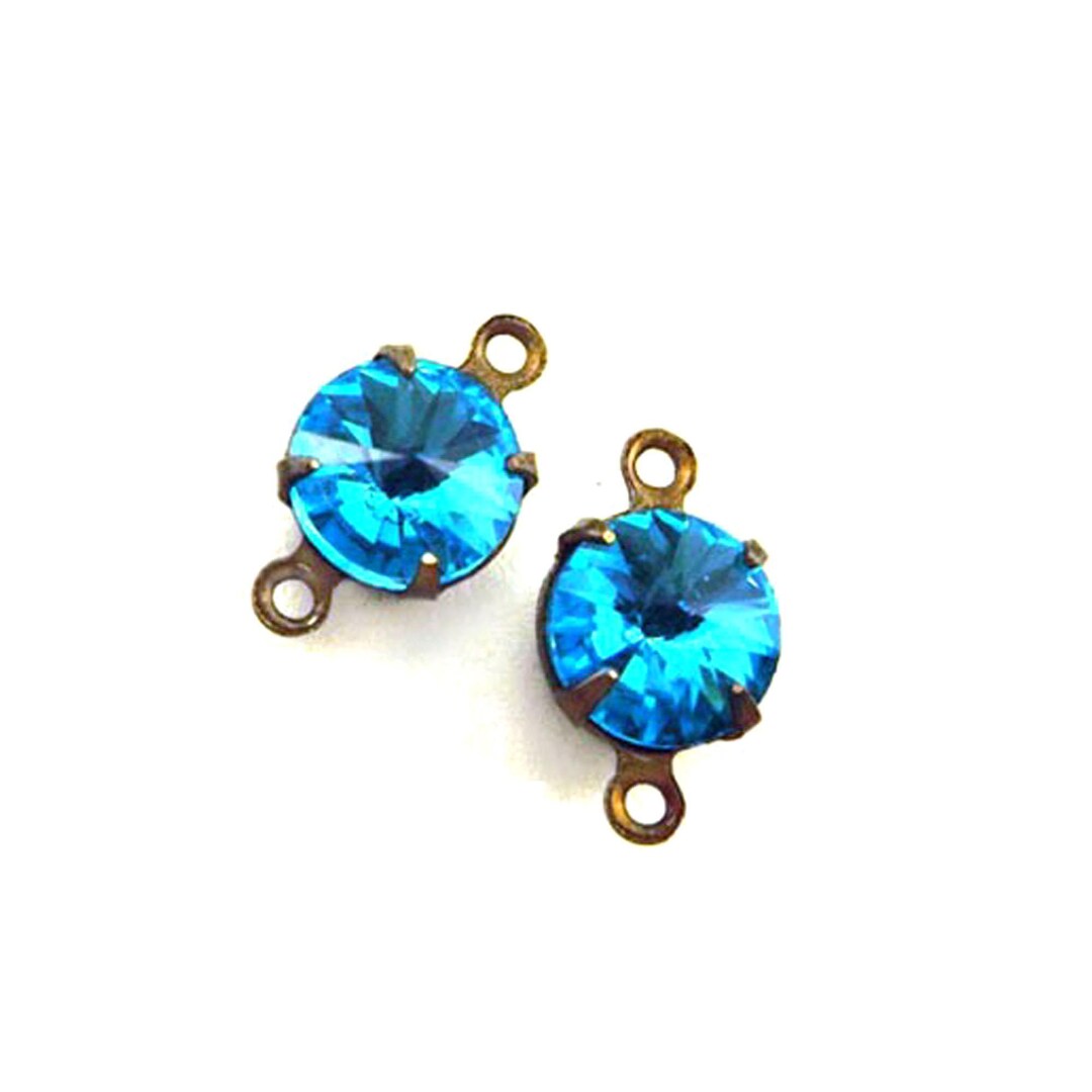 Aqua 8mm Round Glass Gems With Rivoli Faceting, for Earrings, Glass ...