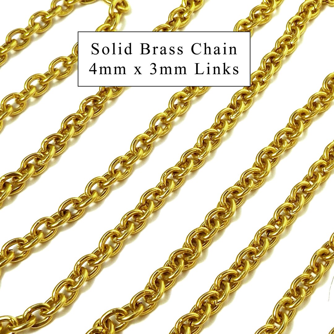 Raw Brass Vintage Chain, Solid Brass Cable Chain With 4mm X 3mm Links ...