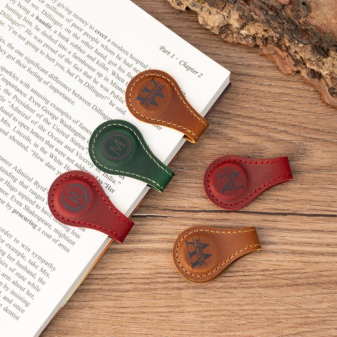 Leather Magnetic Bookmark, Personalized Leather Bookmark, Name Leather ...