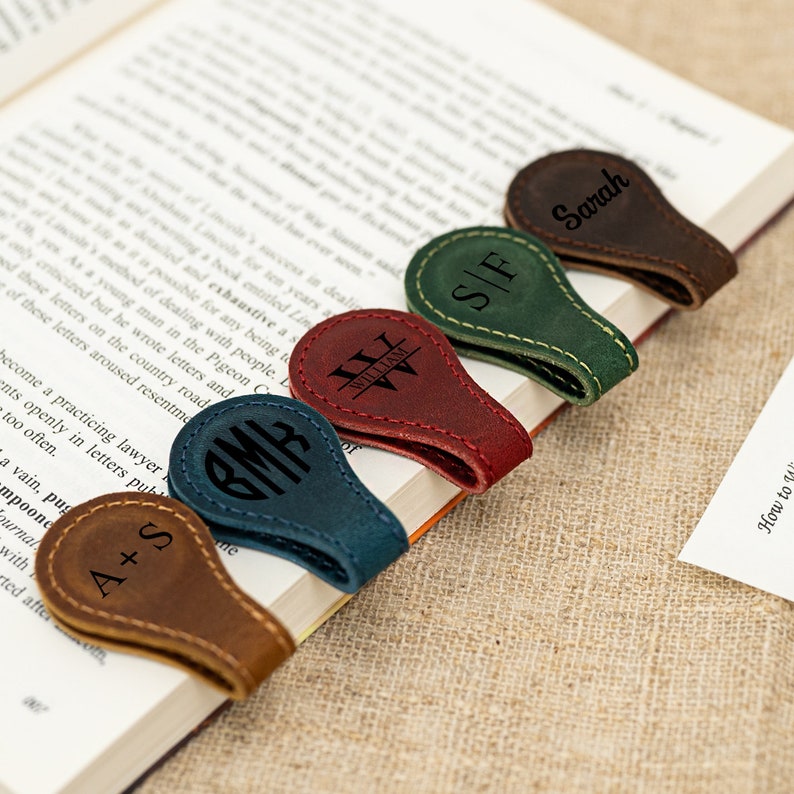 Personalized Leather Bookmark , Leather Magnetic Bookmark, Custom ...