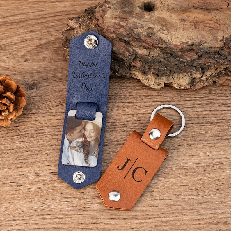 Custom Leather Keychain With Photo, Personalized Keychain for Him ...