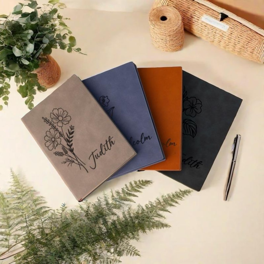 Personalized Birth Flower Journal, Custom Name Journal, Birthday Gift ...