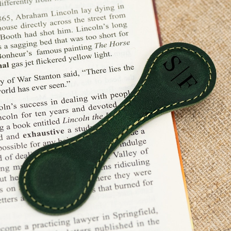 Leather Magnetic Bookmark, Personalized Leather Bookmark, Custom ...