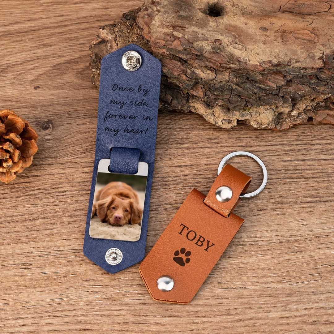 Personalized Pet Leather Keychain, Pet Memorial Key Chain, Pet Loss ...