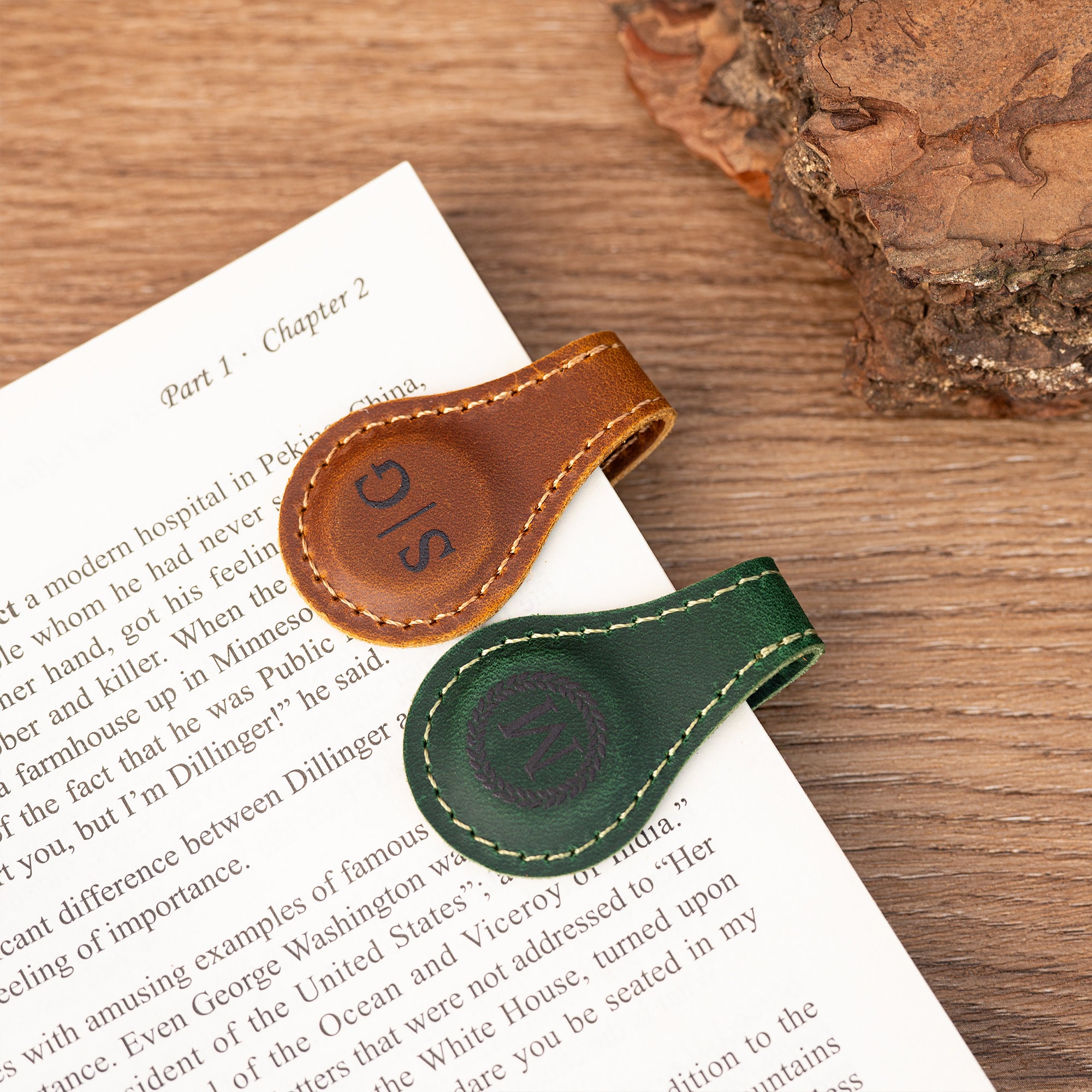 Personalized Leather Magnetic Bookmarks, Vintage Name Handmade Bookmark ...