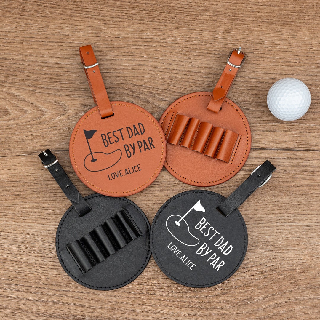 Custom Leather Golf Bag Tag Gift for Men, Personalized Golf Tee Holder ...