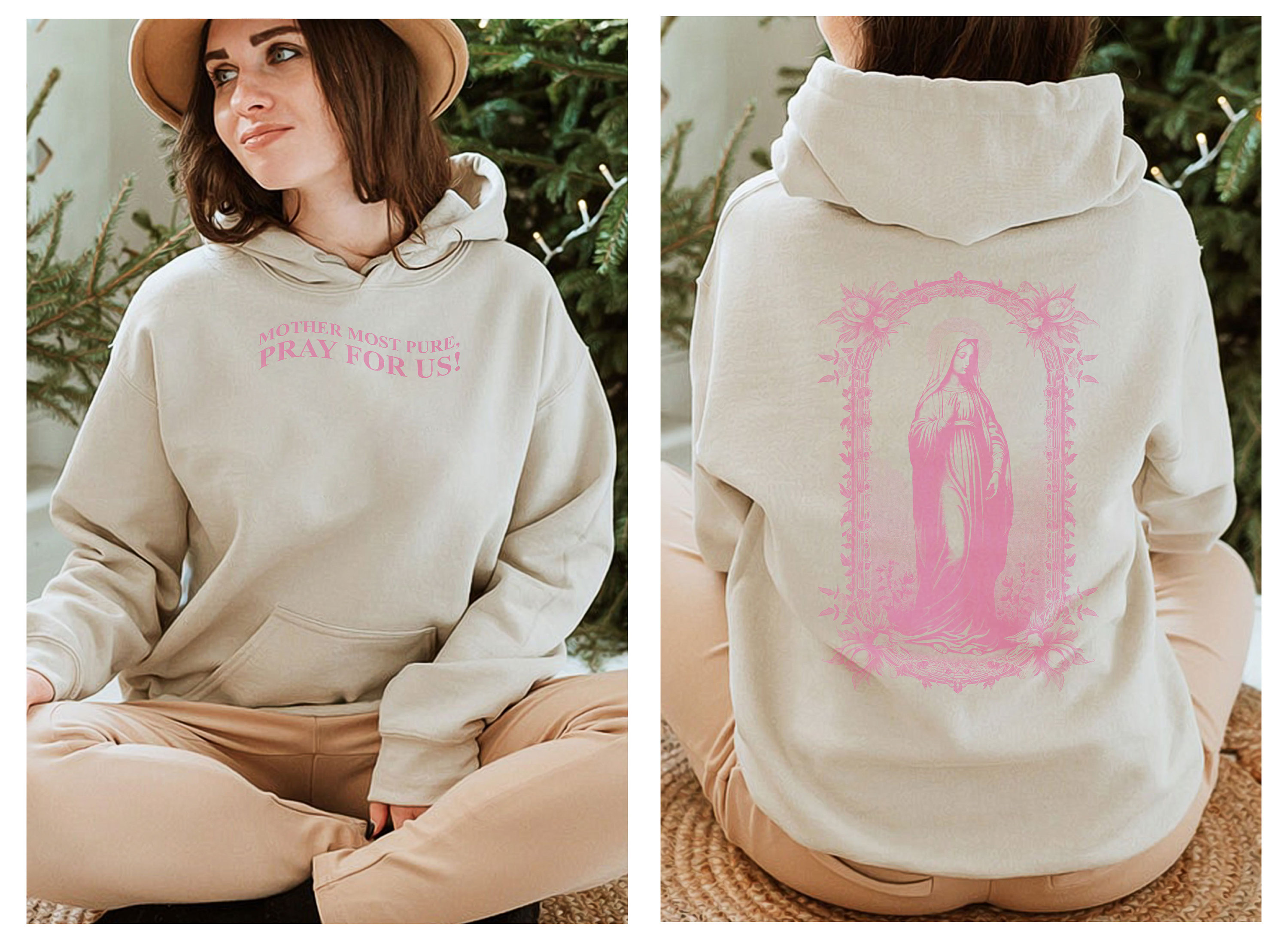 2 Sides Virgin Mary Shirt, Mother Mary Shirts, Pray for Us Our Lady of ...