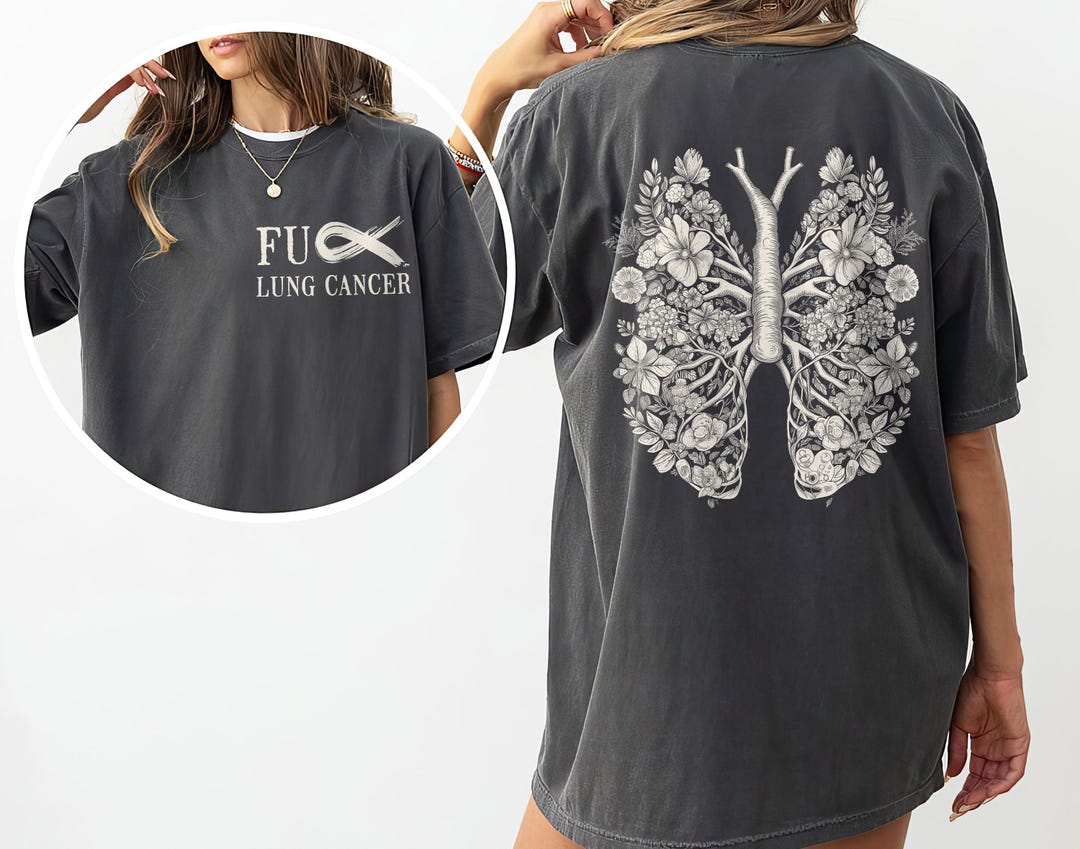 Floral Lung Shirt Fxck Lung Cancer Tshirt, Lung Cancer Warrior Shirts ...