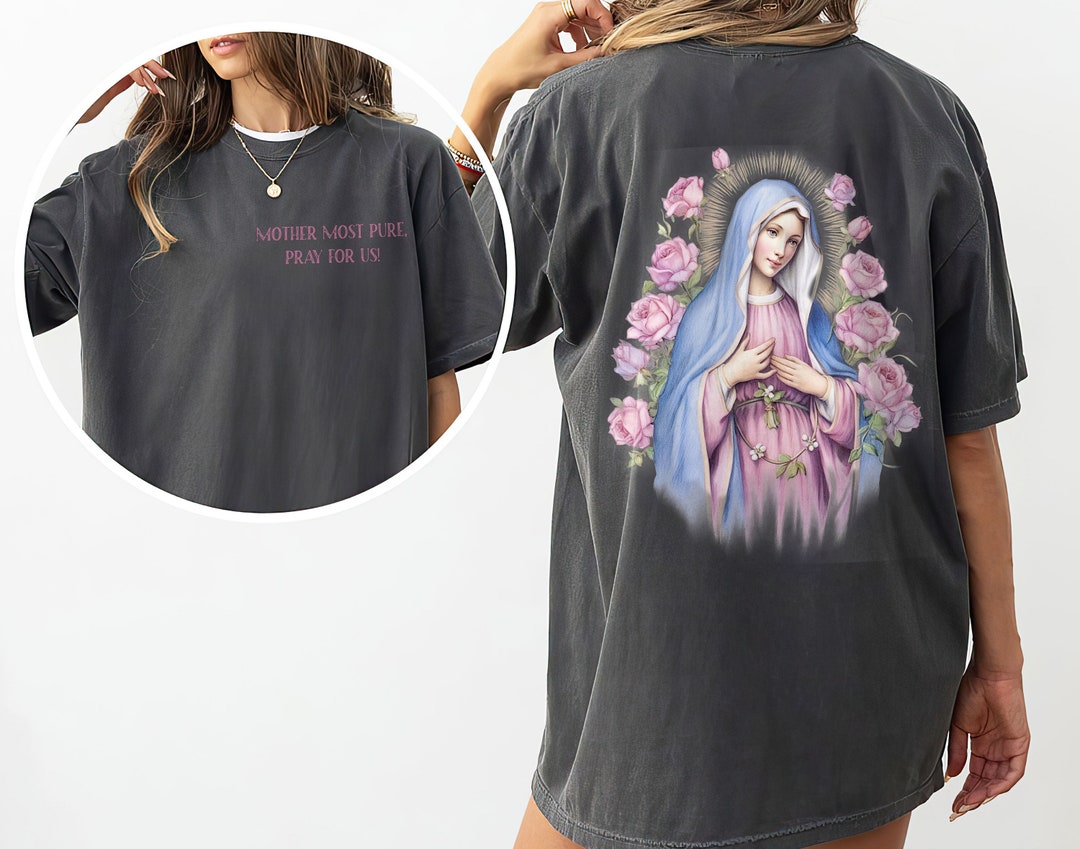2 Sides Our Lady of Guadalupe Shirt, Mother Mary Shirts, Pray for Us ...