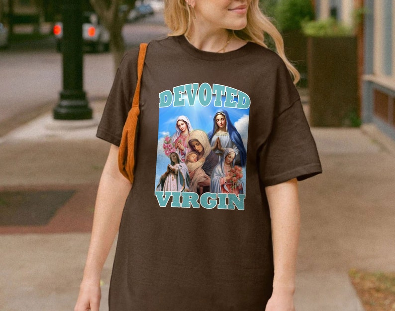 Devoted Virgin Vintage Shirt Virgin Mary Shirt, Sarcastic Shirts, Funny ...