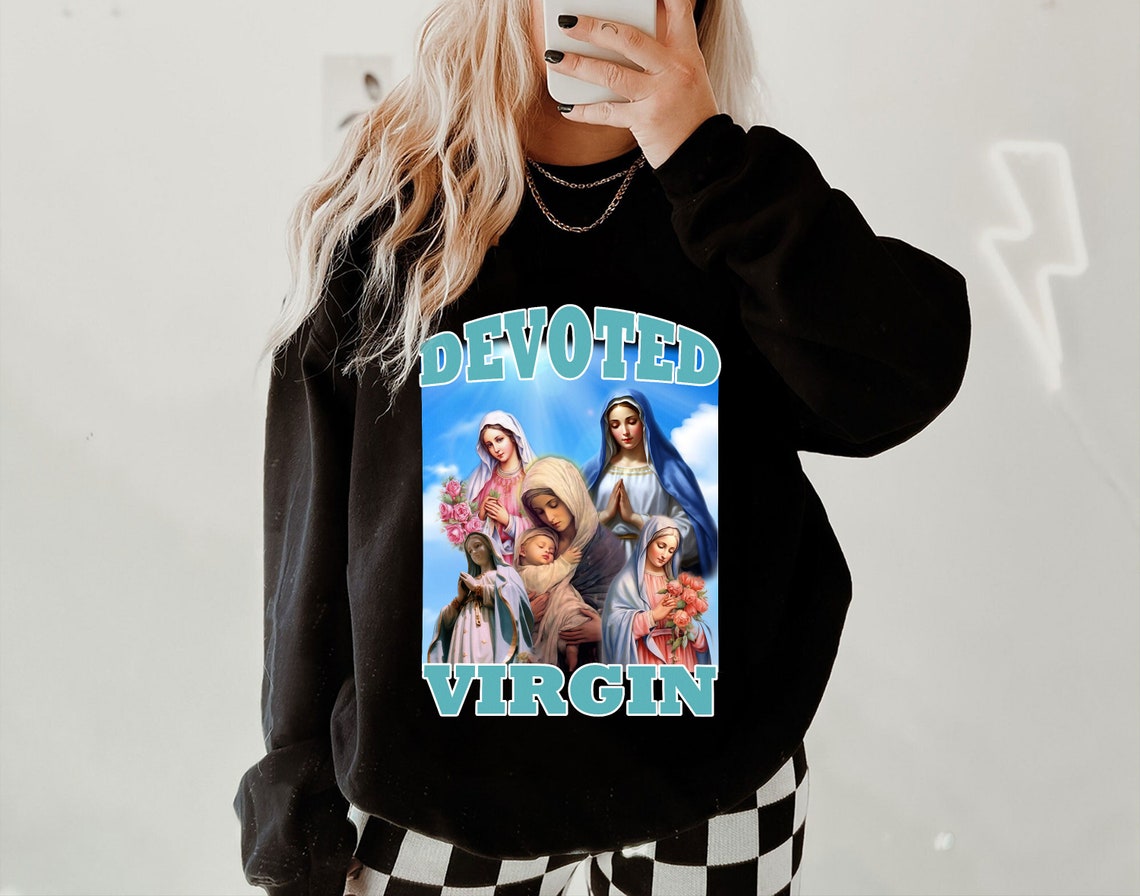 Devoted Virgin Vintage Shirt Virgin Mary Shirt, Sarcastic Shirts, Funny ...