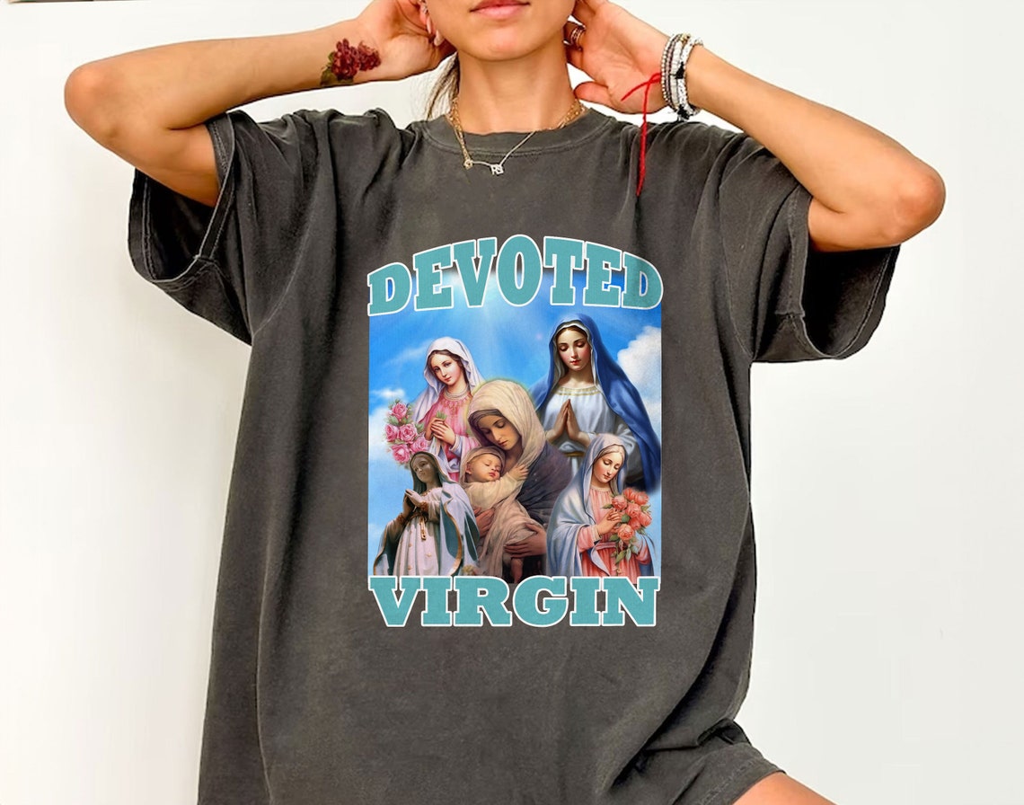Devoted Virgin Vintage Shirt Virgin Mary Shirt, Sarcastic Shirts, Funny ...