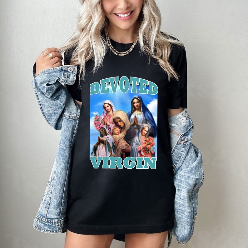Devoted Virgin Vintage Shirt Virgin Mary Shirt, Sarcastic Shirts, Funny ...