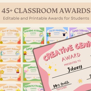 Aesthetic Printable Classroom Awards for School Students - Etsy
