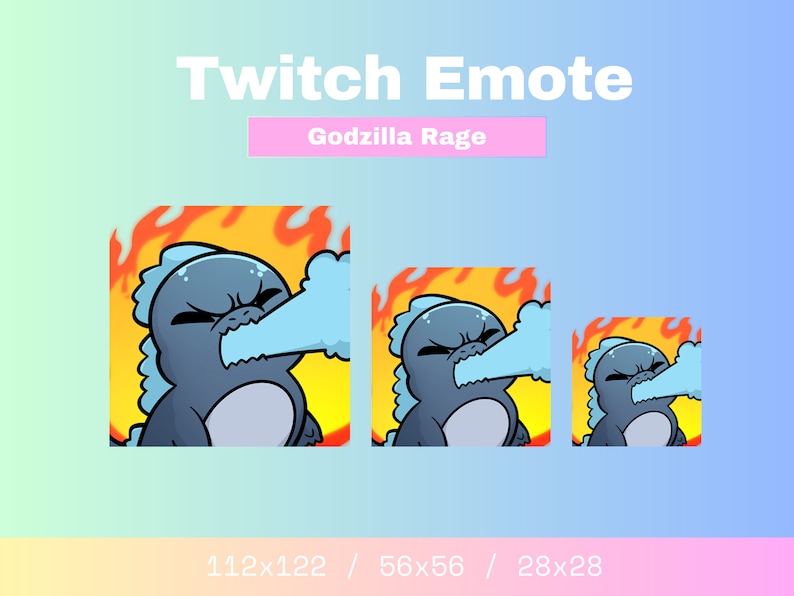 Kawaii Chibi Cute Godzilla Monster Kaiju Titan Rage Mad Emote Twitch ...