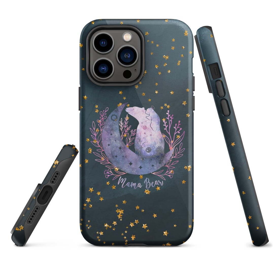 Cute Mama Bear and Baby in Moonscape Starry Night - Wildflowers Tough ...
