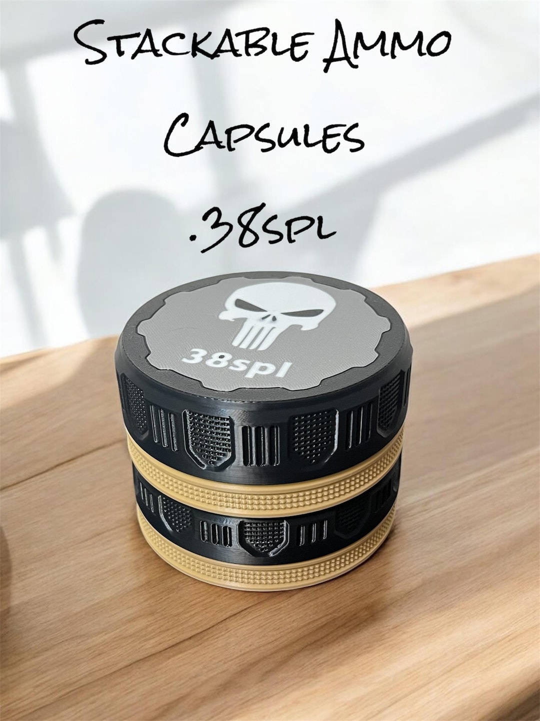 3D Printed Stackable Ammo Capsule for .38spl - Tactical Gun Accessory ...